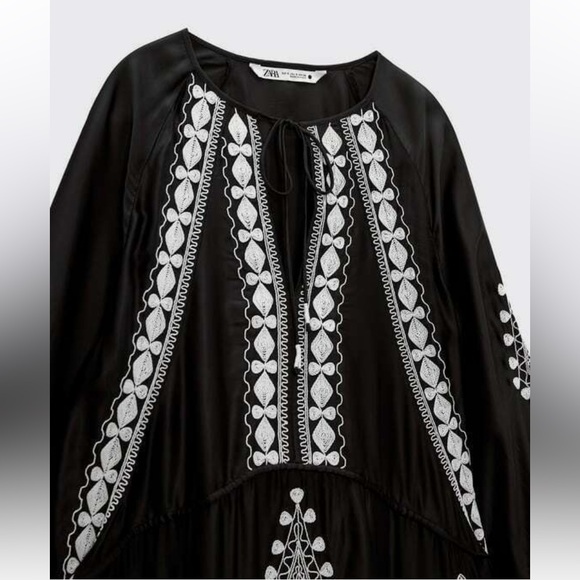 Zara | Dresses | Zara Embroidered Midi Dress | Poshmark